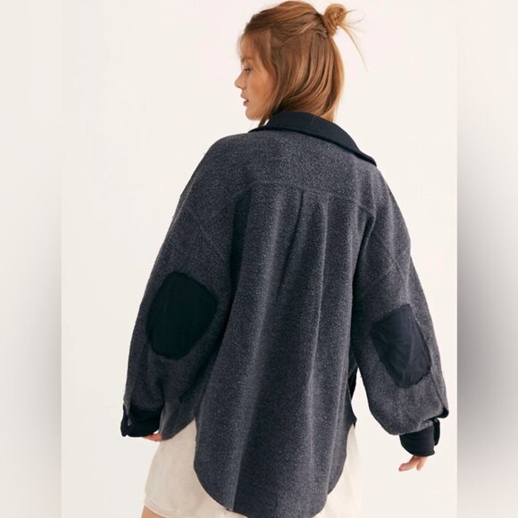 Free People | Jackets & Coats | Free People Ruby Jacket Washed Black Oversized Shacket Jacket S ...